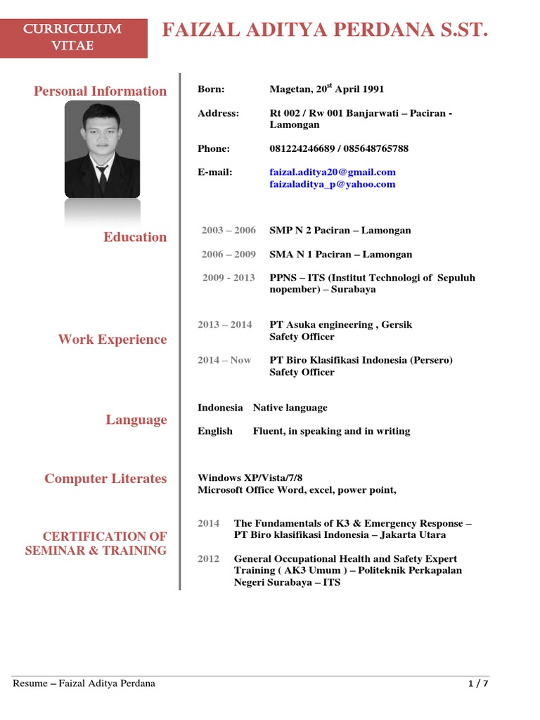 CV Faizal Neu PDF | PDF