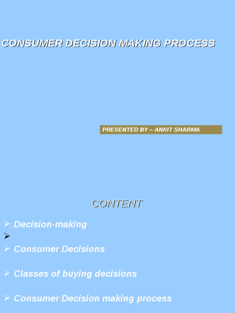 Consumer Decision Making Process | PDF | Decision Making | Business ...