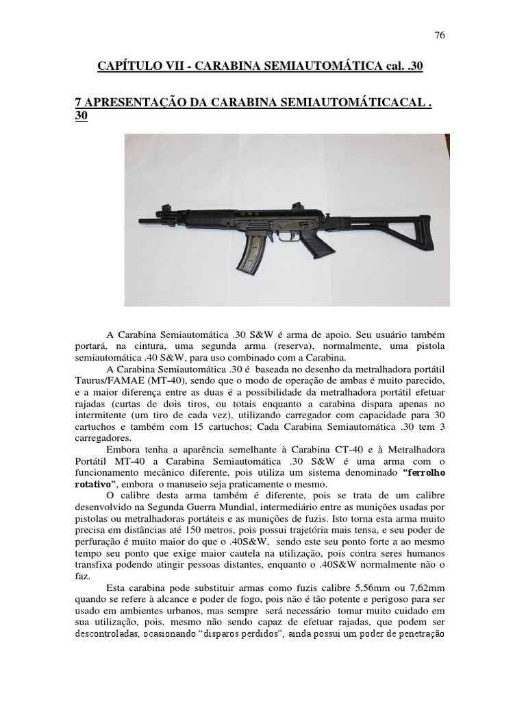 Carabina CT 30 | PDF | Metralhadora | Calibre