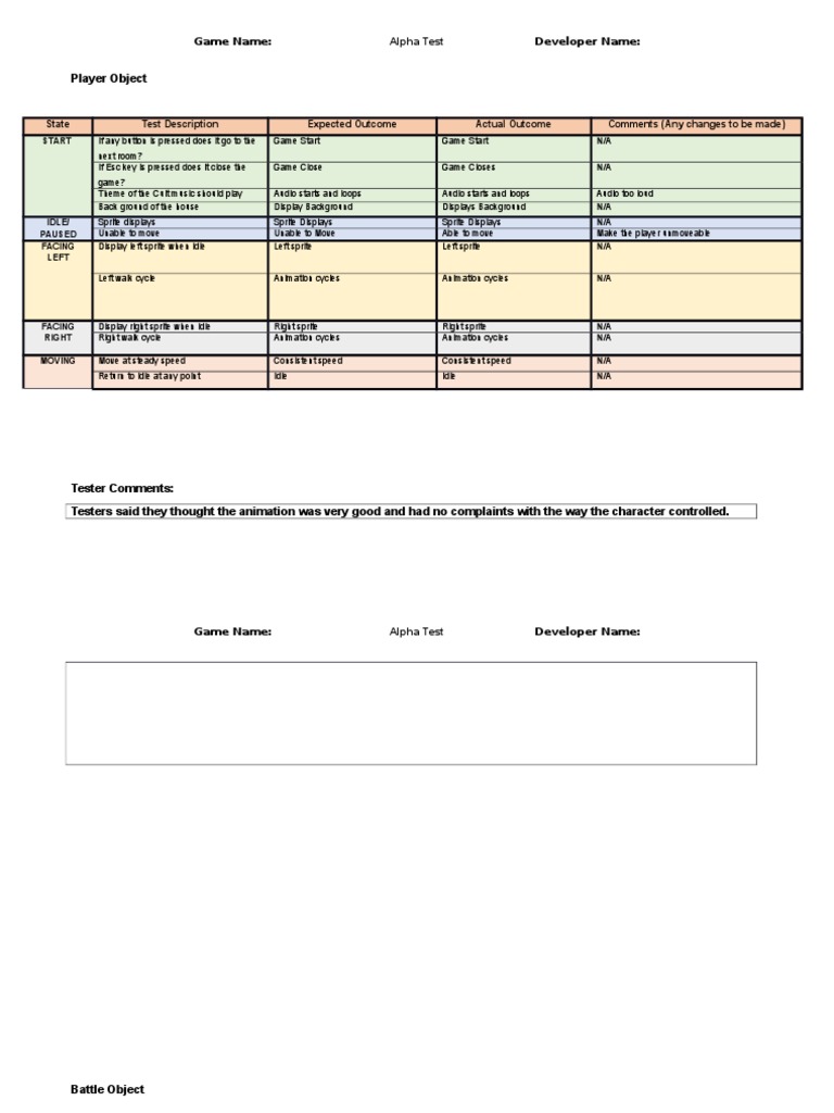 Alpha Testing Template | PDF