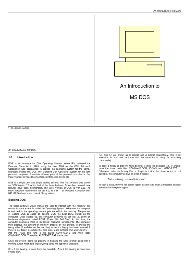 MSDOS | PDF | Dos | Booting