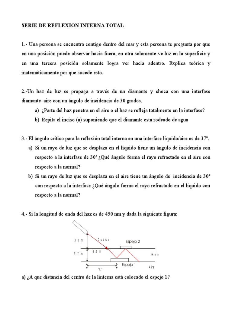 Serie de Reflexion Interna Total | PDF | Reflexión (Física) | Ligero