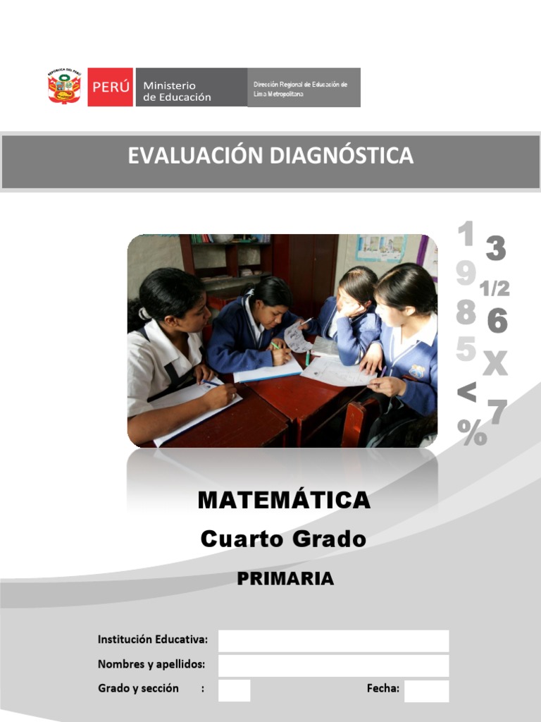 4 Evaluacion Diagnostica Cuarto Grado 11-04-2016 | PDF