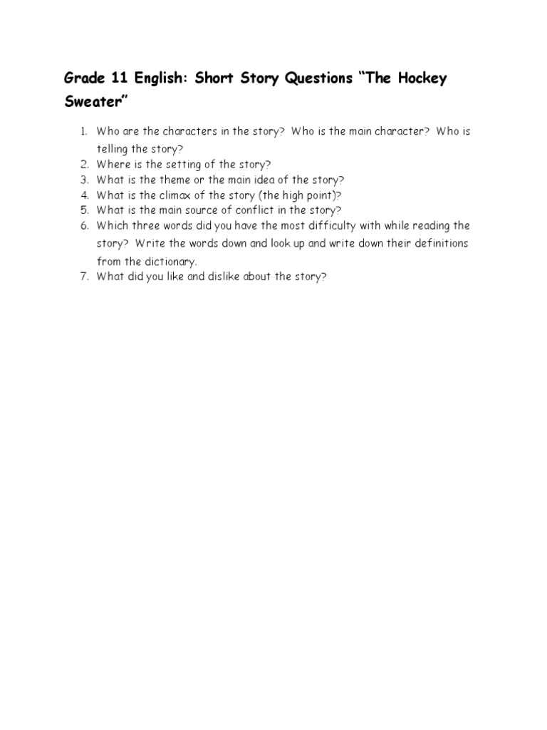 Grade 11 English: Story Analysis | PDF