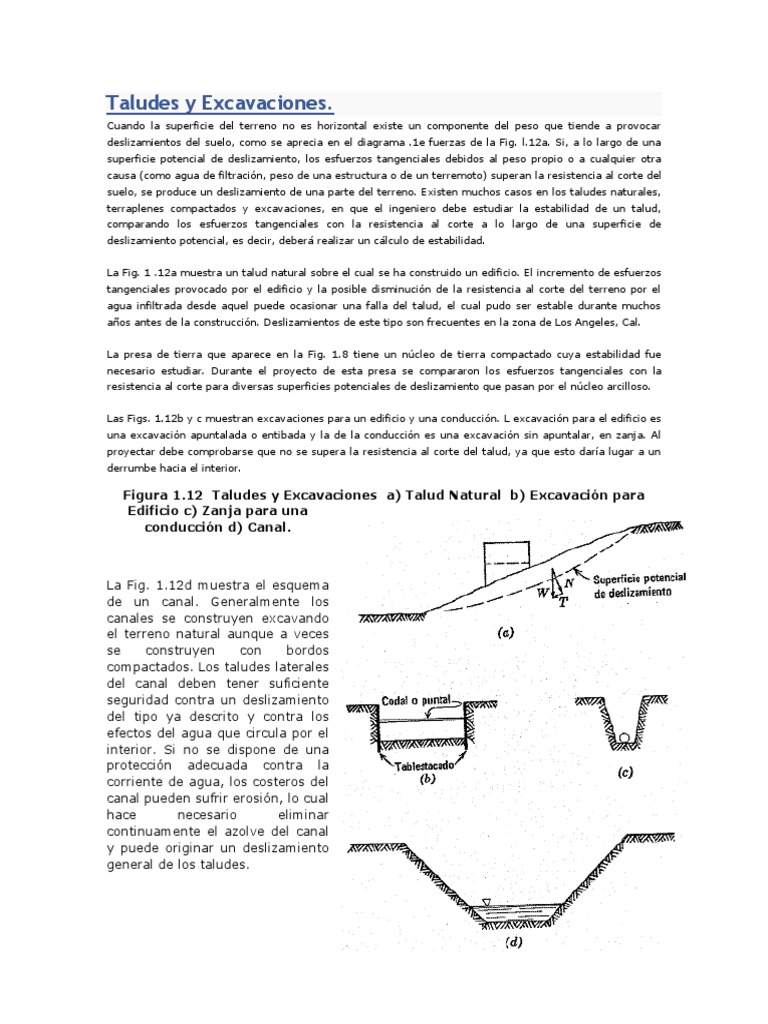Estabilidad y Diseño de Taludes en Excavaciones | PDF | Excavación ...