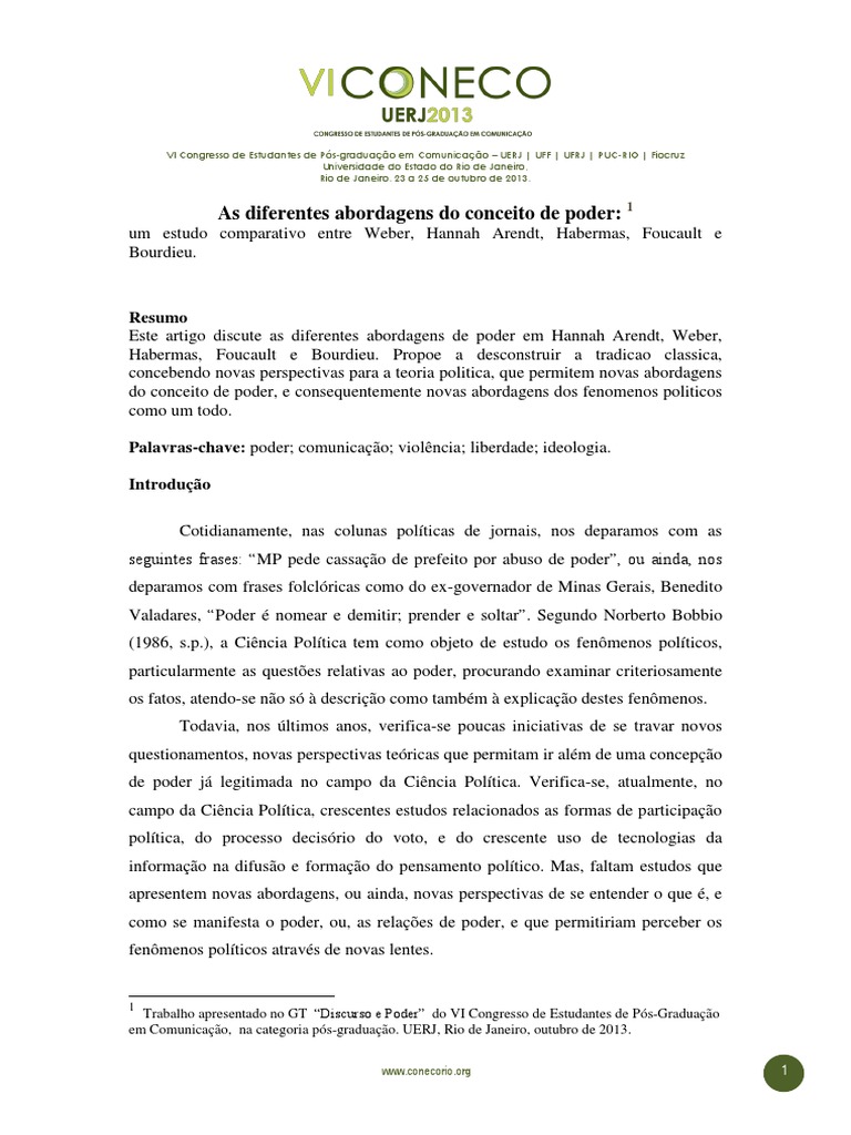 As Diferentes Abordagens Do Conceito de Poder | PDF | Poder (social e ...
