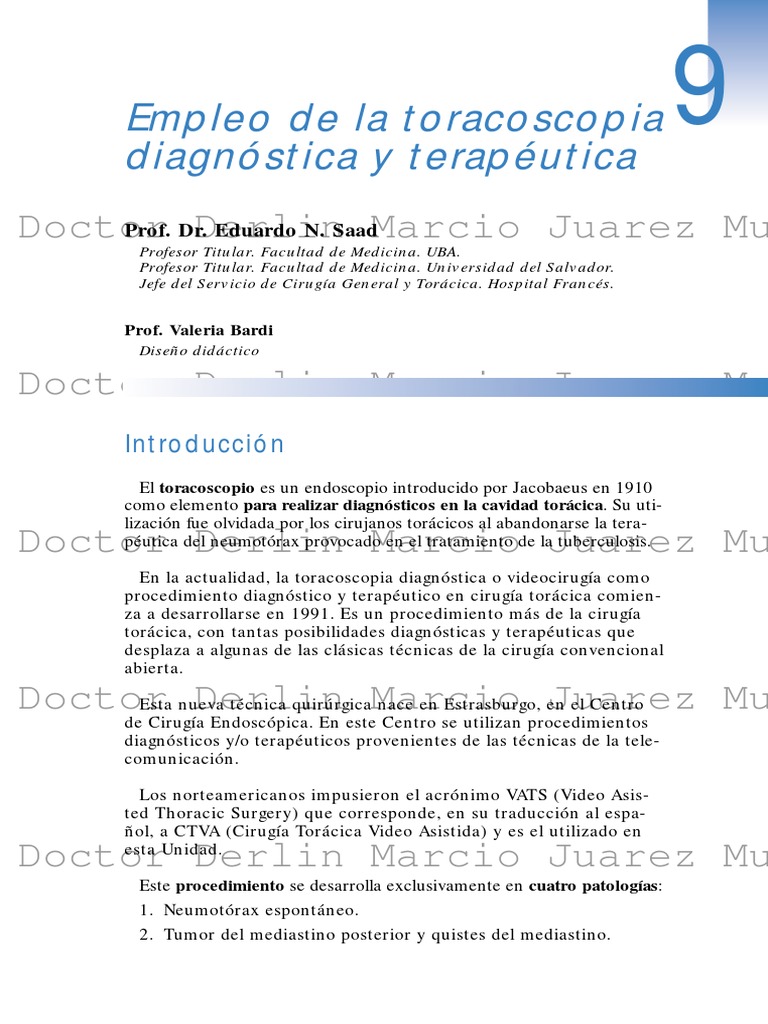 Toracoscopia Diagnostica y Terapeutica | PDF | Endoscopia | Biopsia