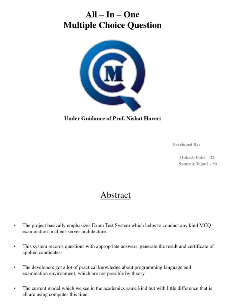 Multiple Choice Question AIO System | PDF | Multiple Choice | Test ...