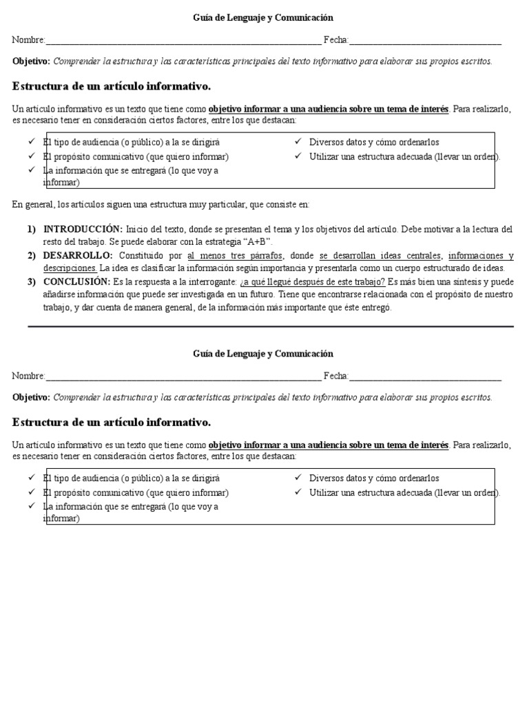 Estructura de Un Texto Informativo | PDF | Información | Comunicación