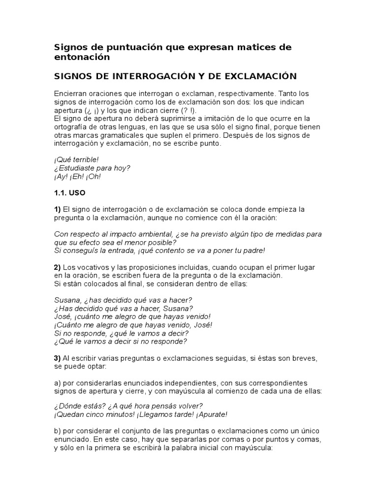 Uso de signos de interrogación y exclamación | PDF | Puntuación | Semiótica