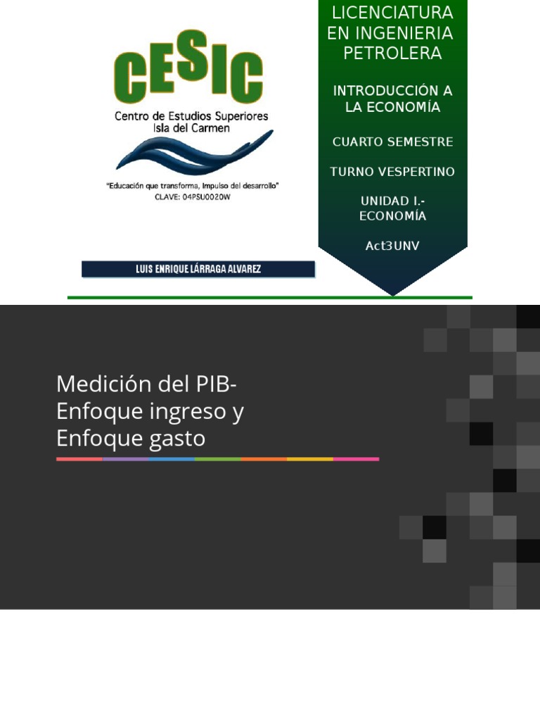 Medición del PIB: Enfoques Ingreso y Gasto | PDF | Producto nacional ...