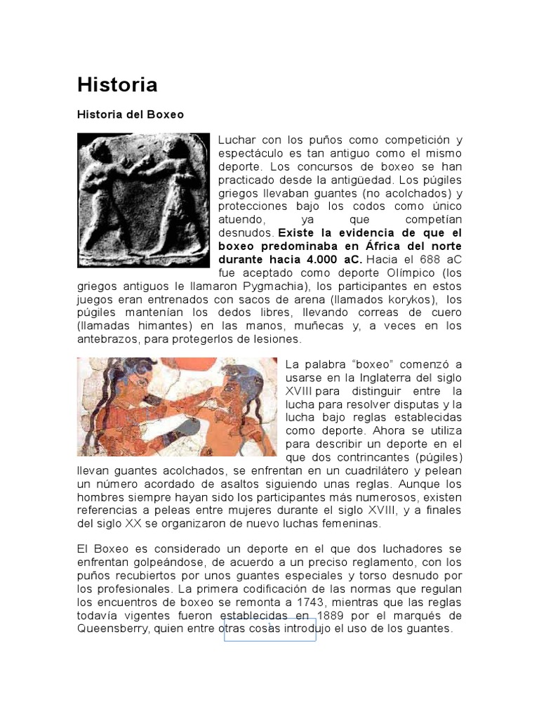 Historia Del Boxeo | PDF | Boxeadores | Deportes