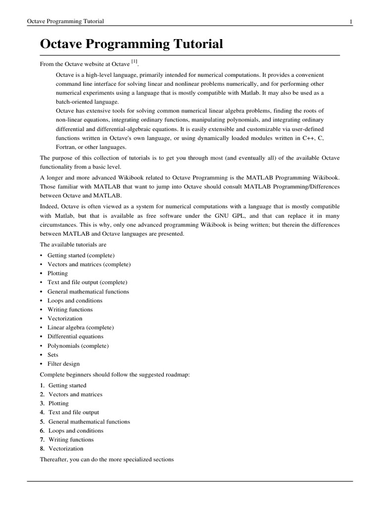 Octave Programming Guide | PDF | Matlab | Numerical Analysis