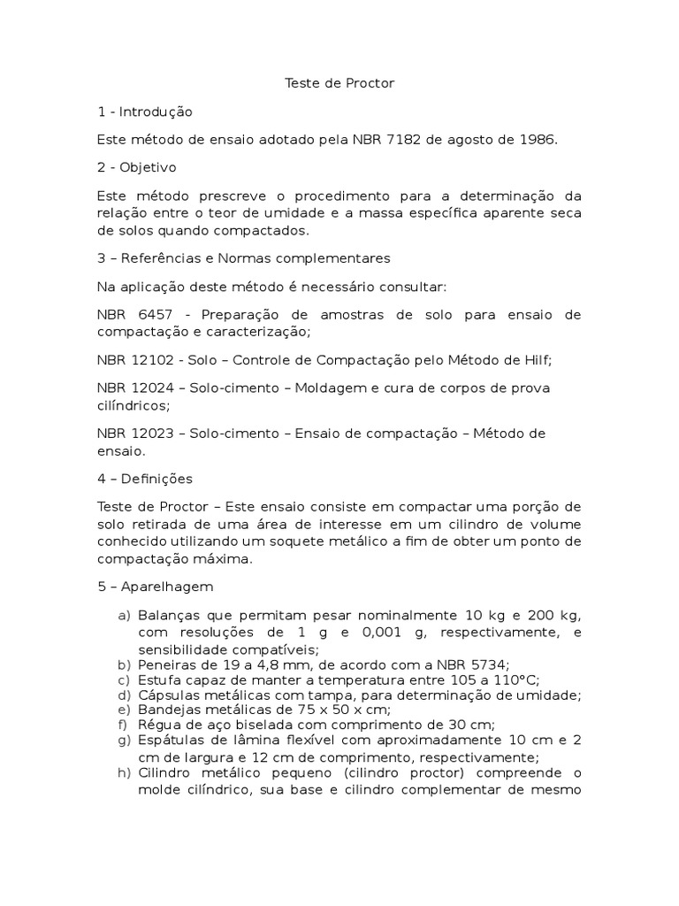 Ensaio de Compactação Proctor | PDF | Umidade | Densidade