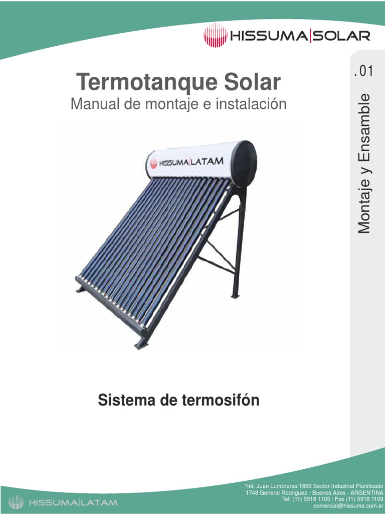 Termotanque Solar HISSUMA Montaje e Instalacion | PDF | Tanques ...