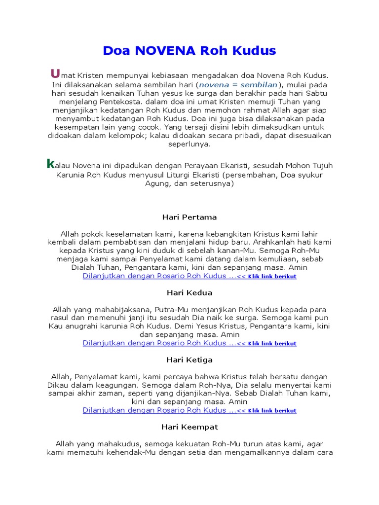 Doa Novena Roh Kudus 9 Hari | PDF