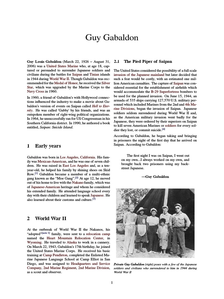 USMC WW2 - Guy Gabaldon | PDF | Military | Violence