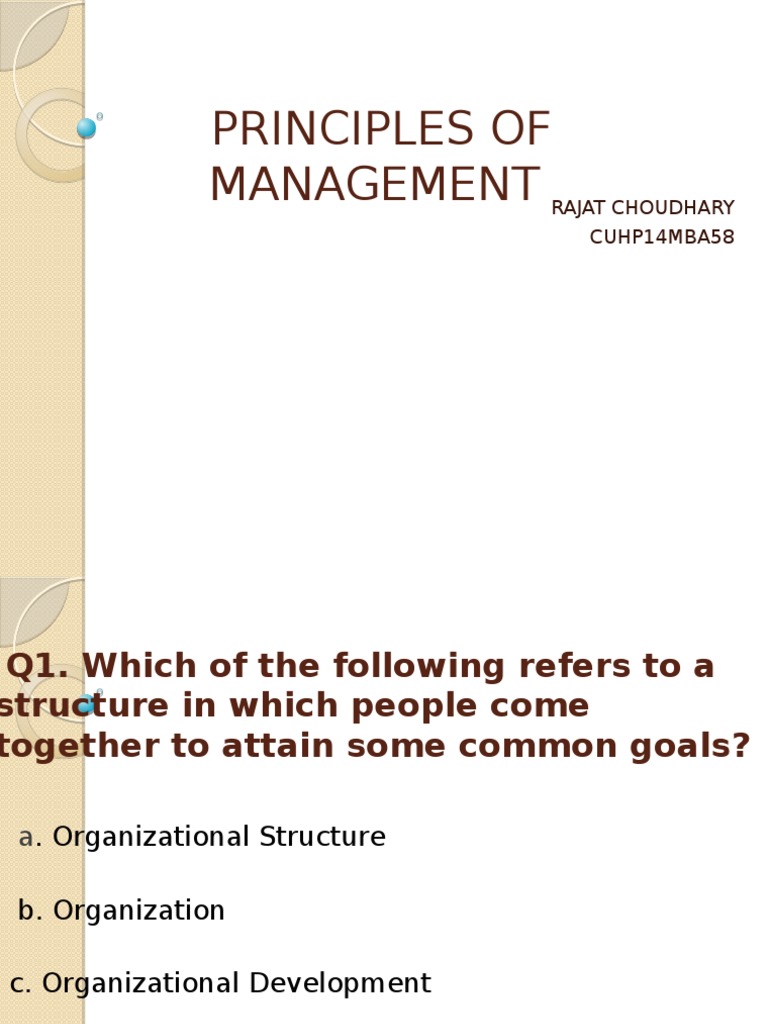 Principles of Management MCQ | PDF | Organizational Structure ...