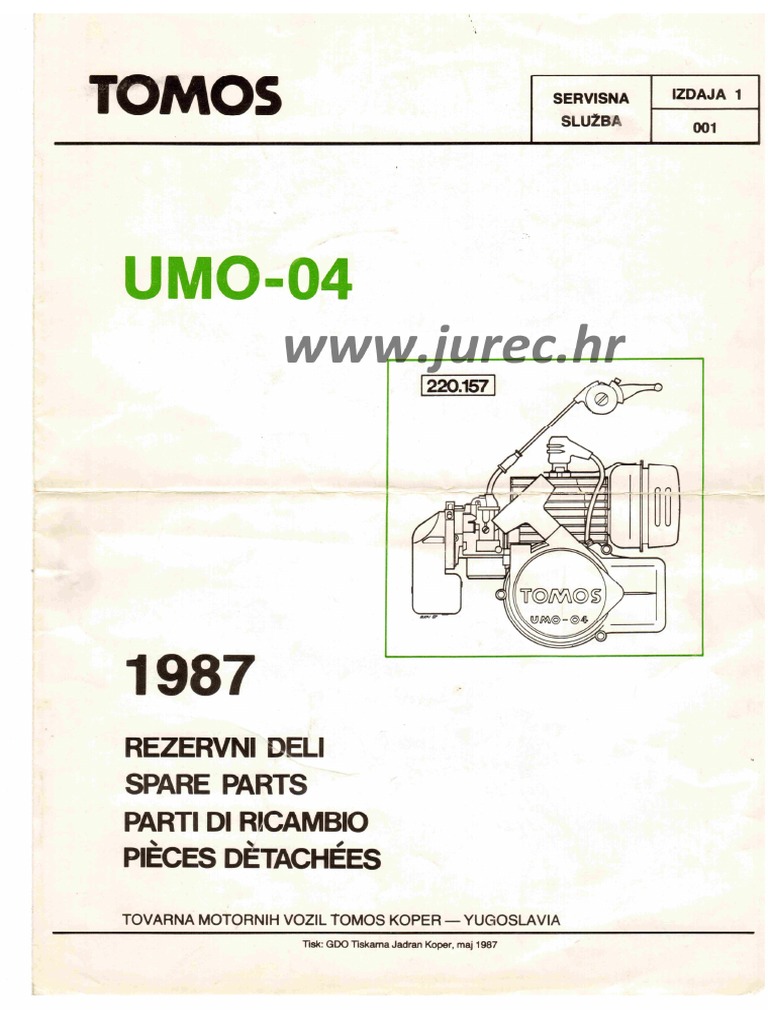 Tomos Umo 04 Owner Manual 1995 | PDF
