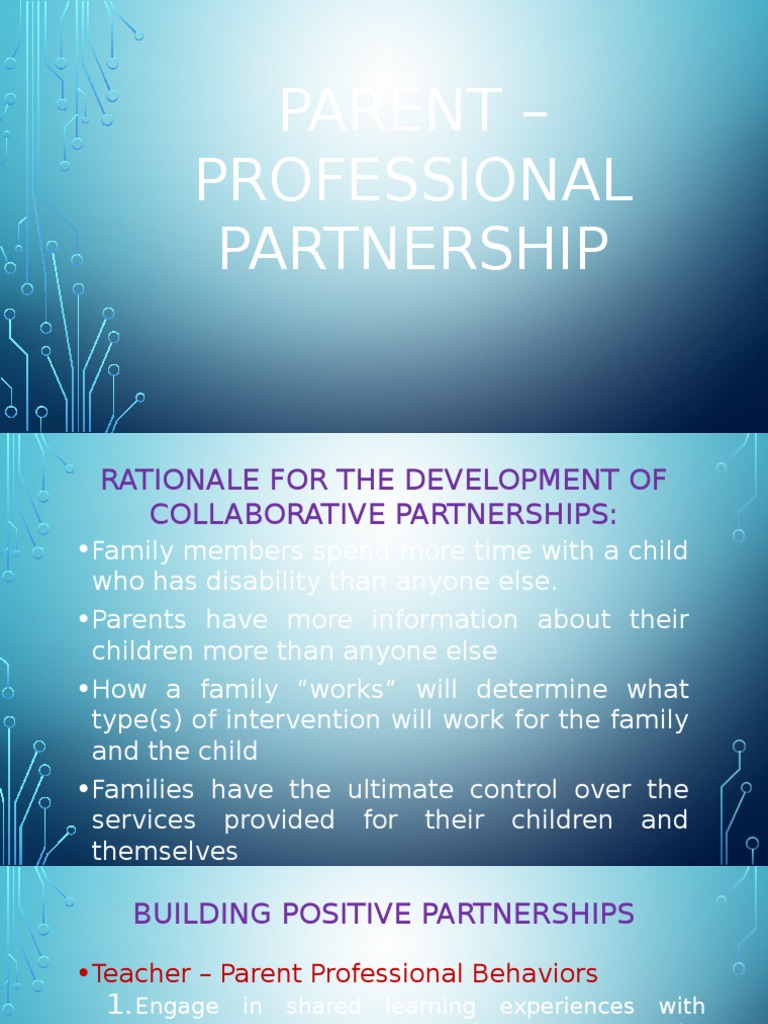 Parent-Professional Partnership Guidelines | PDF | Conversation ...