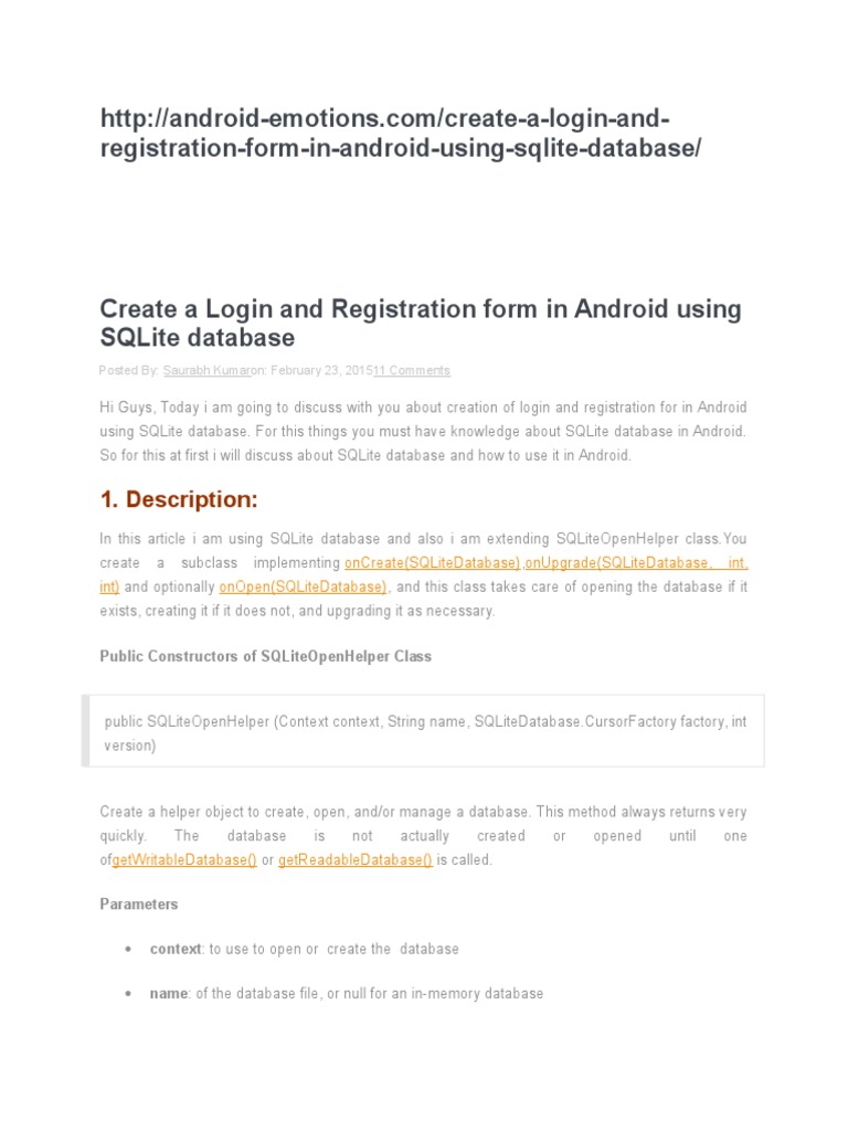 Create A Login and Registration Form in Android Using SQLite Database ...