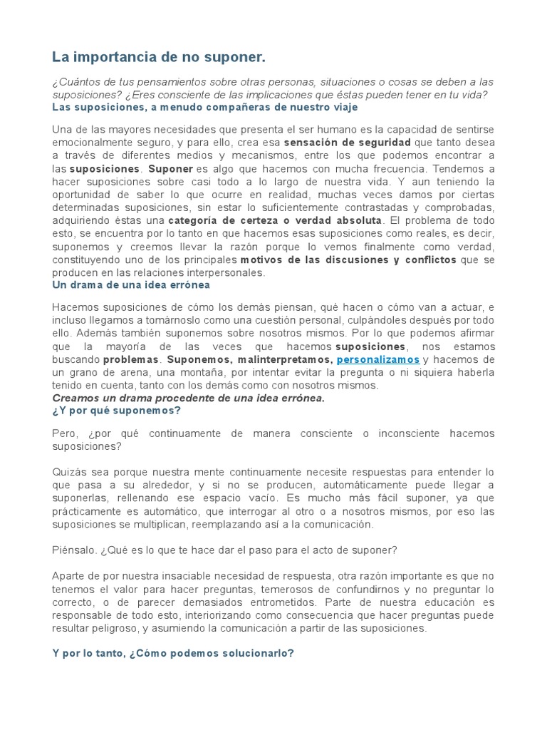 La Importancia de No Suponer | PDF | Verdad | Ciencia cognitiva