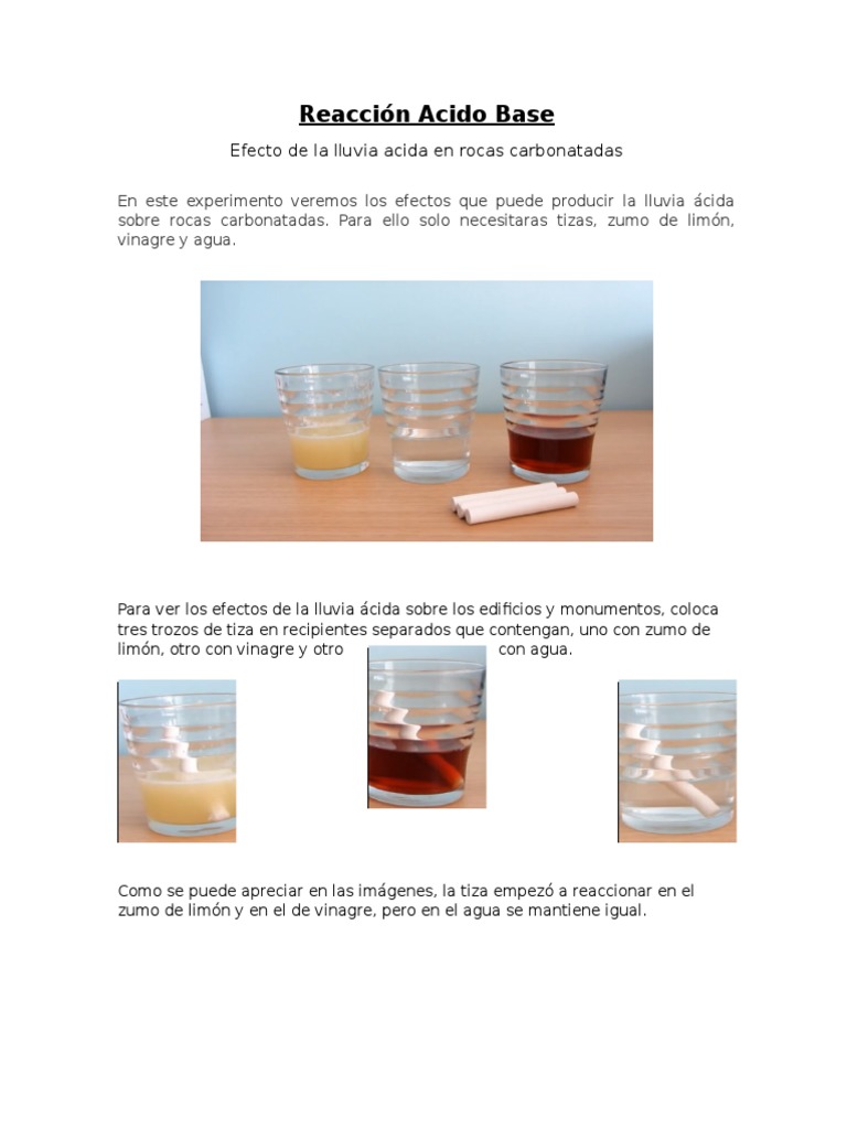 Reacción Ácido Base, Experimento | PDF | Carbonato | Dióxido de carbono
