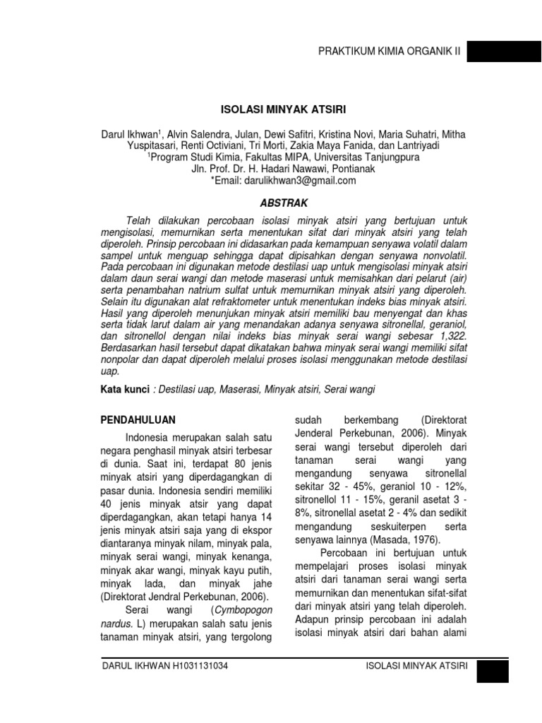 Isolasi Minyak Atsiri | PDF