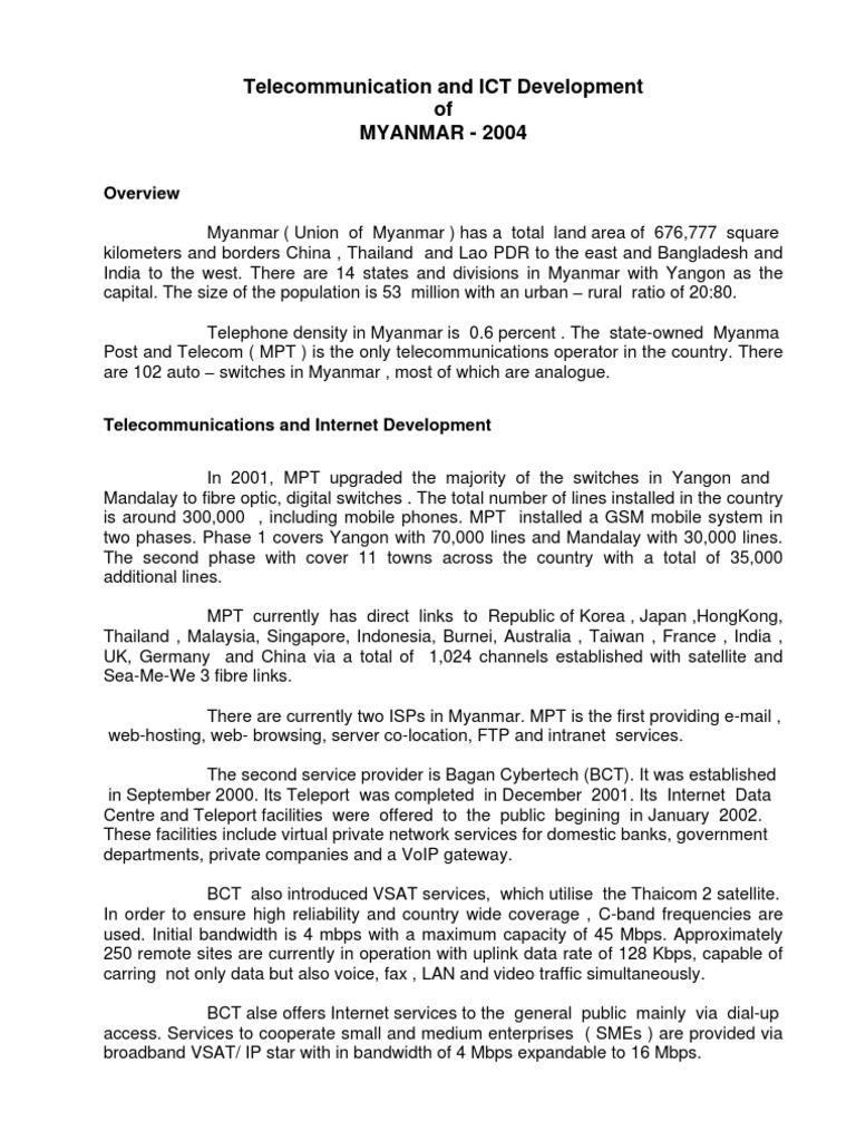ICT and Telecom Growth in Myanmar | PDF | Information Technology ...