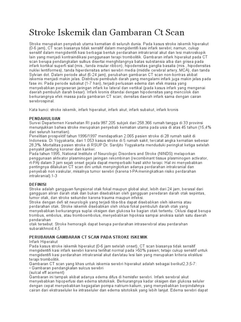 Stroke Iskemik Dan Gambaran CT Scan | PDF | Sains & Matematika