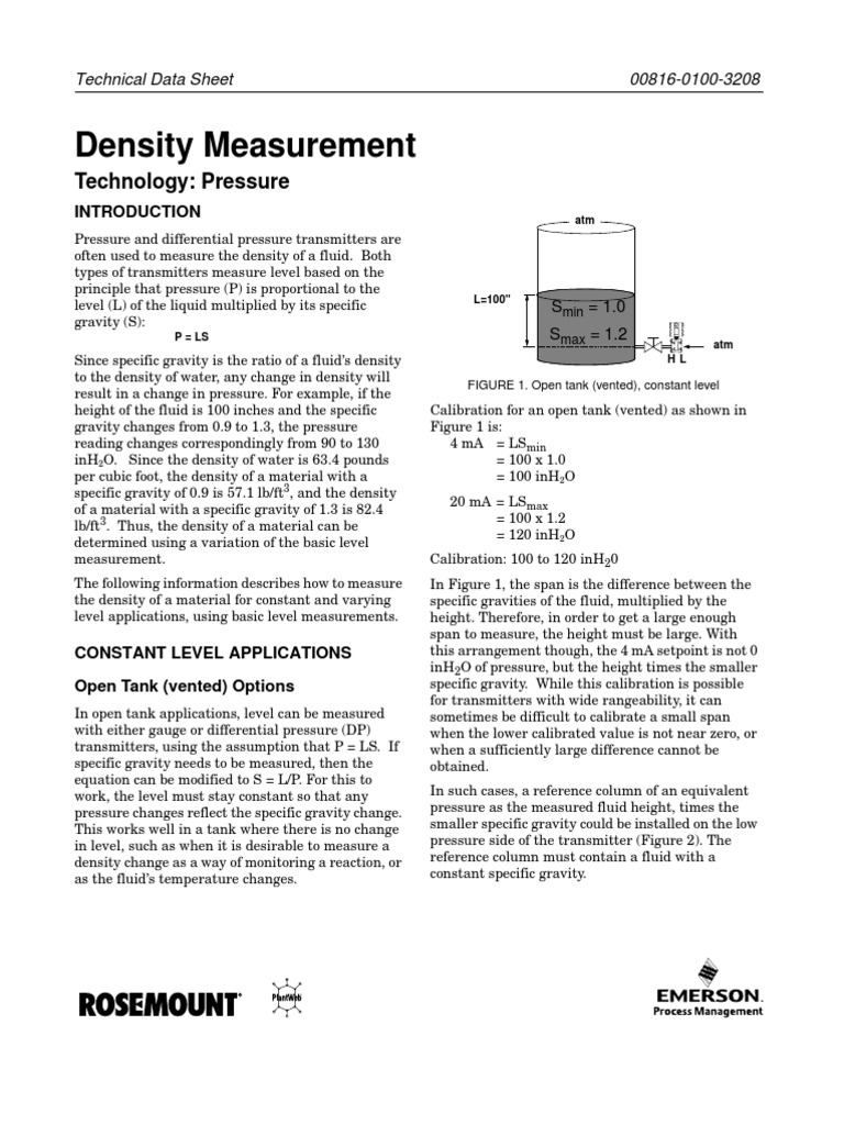Density Measurement DP Pressure | PDF | Density | Pressure
