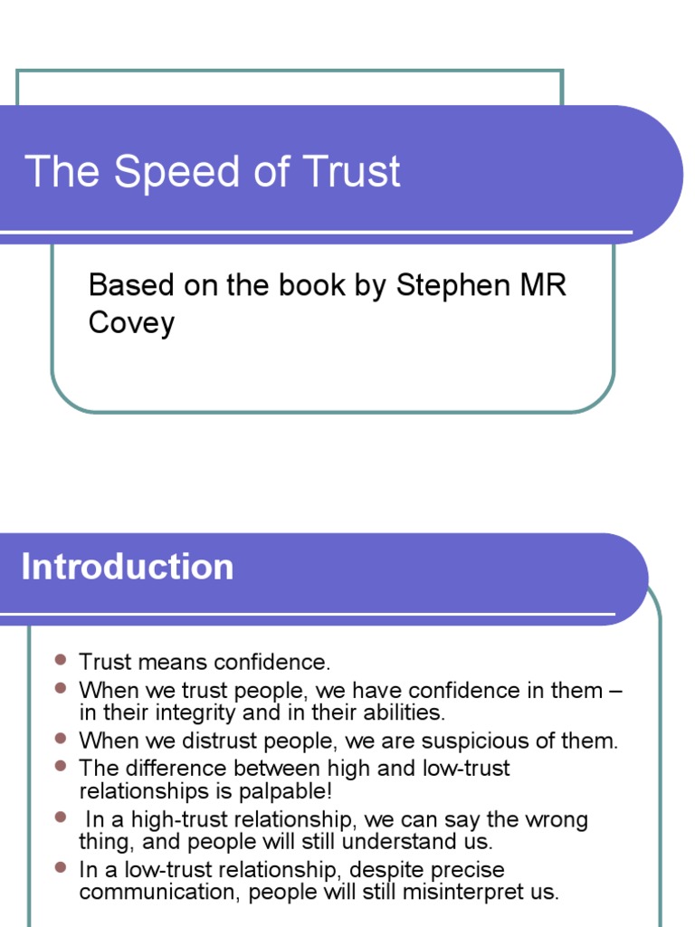 Understanding The Speed of Trust | PDF | Trust (Emotion) | Integrity