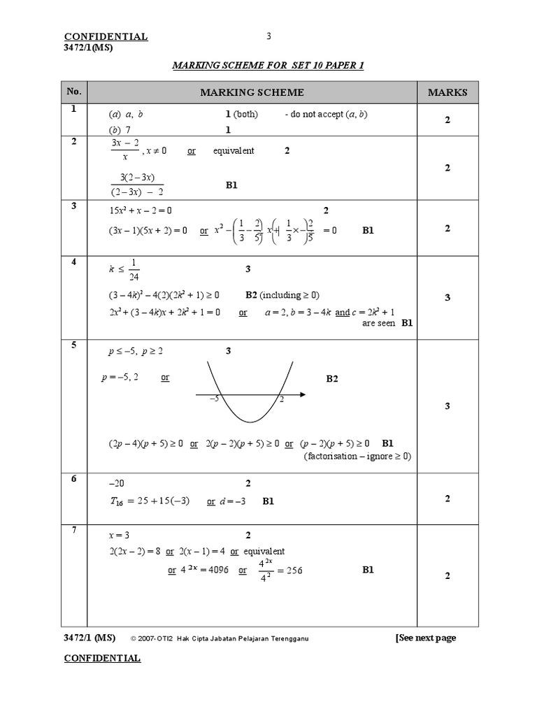 Math Exam Marking Scheme | PDF