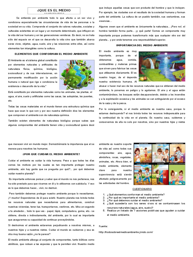 Lectura del medio ambiente con preguntas | Entorno natural | Vida