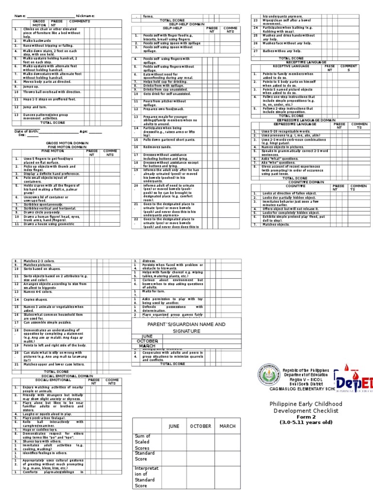 ECCD Checklisthg | PDF | Hand | Finger