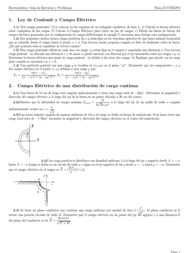 Guia 1 Fisica 2 Electrostatica | PDF | Electrostática | Electromagnetismo