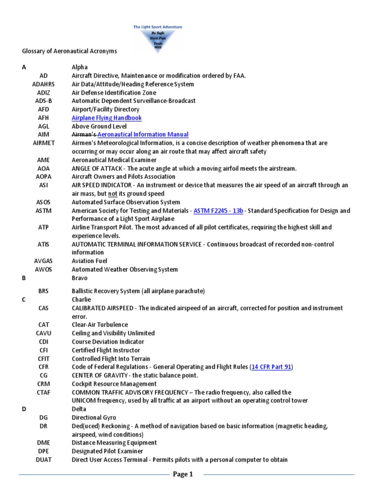 Aeronautical Acronyms Glossary 2024 | PDF | Visual Flight Rules | Airspeed