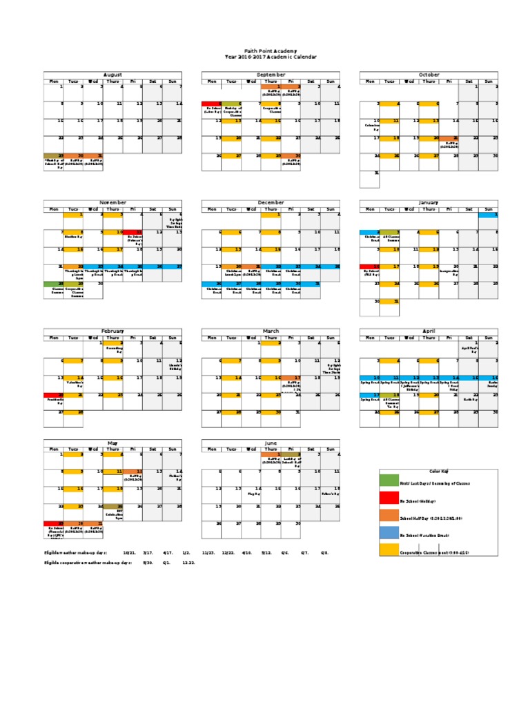 2016-17 School Calendar 1 | PDF