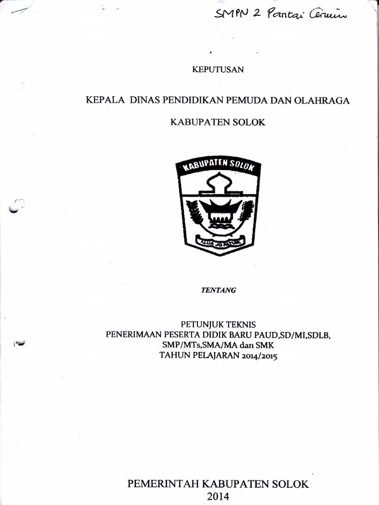 Contoh Cover Juknis PPDB Dinas Pendidikan | PDF