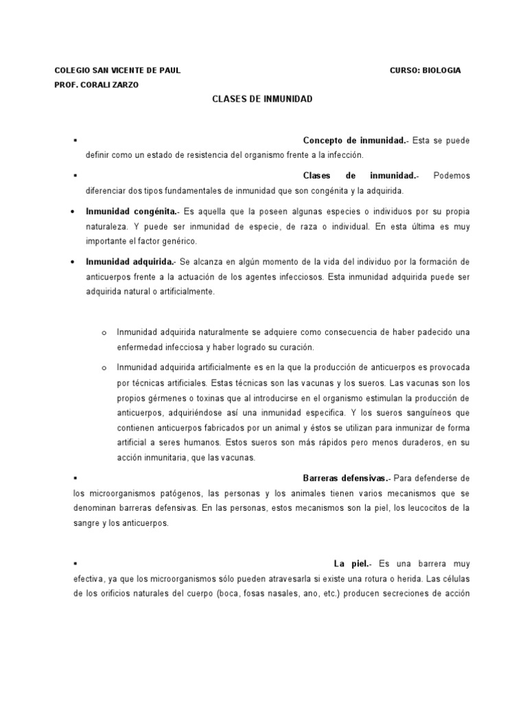 Clases de Inmunidad | PDF | Sistema inmune | Anticuerpo