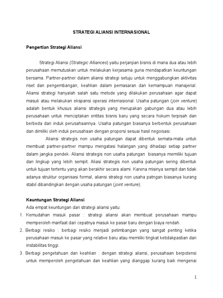 Strategi Aliansi Internasional | PDF