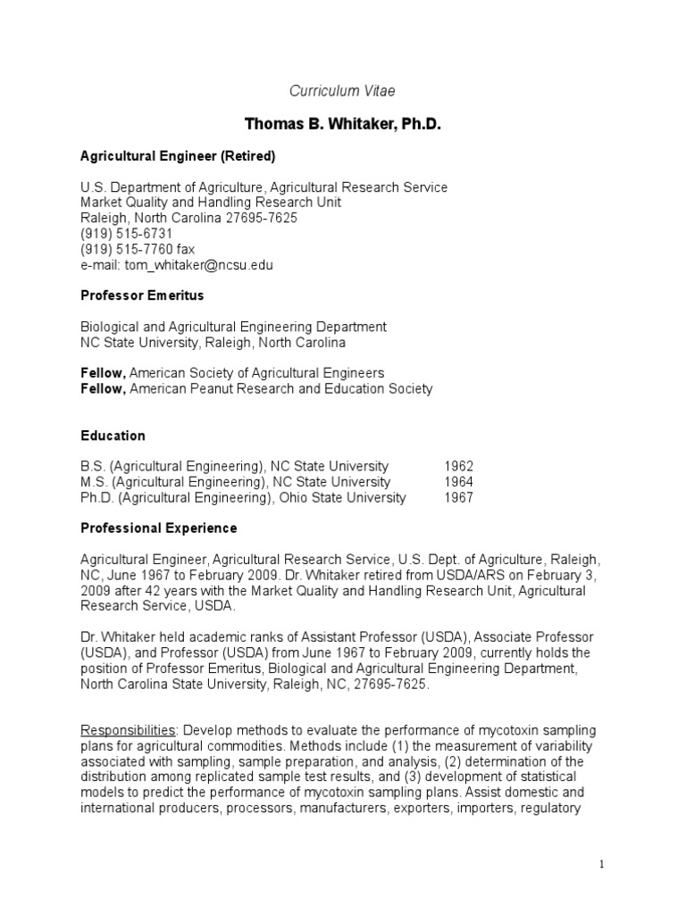 Agricultural CV Template | PDF | Mycotoxin | United States Department ...