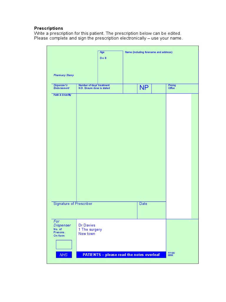 Prescription Form for NHS Patients | PDF | Self-Improvement | Wellness