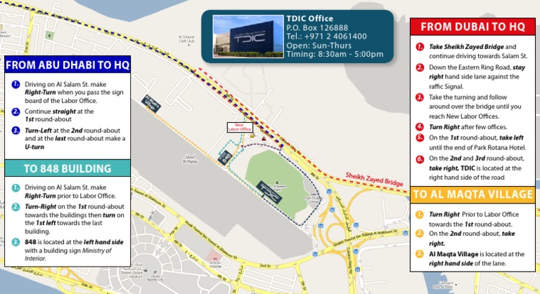Directions to TDIC Office from HQ | PDF
