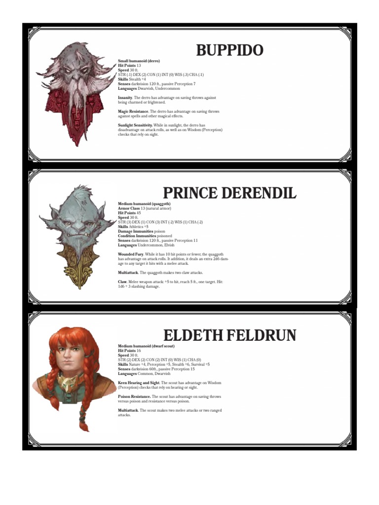 Out of the Abyss NPC Stat Blocks | PDF | Drow (Dungeons & Dragons ...