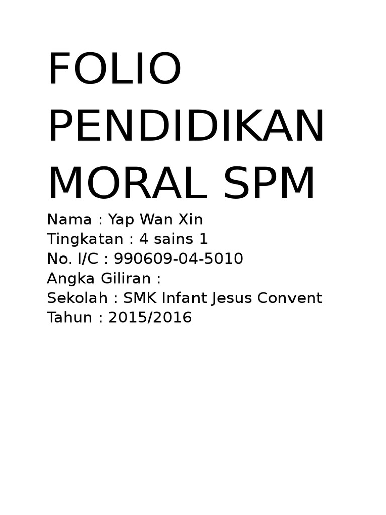 Folio Pendidikan Moral SPM | PDF