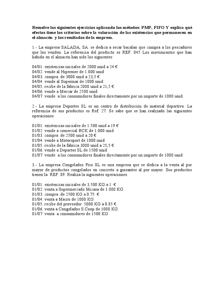 Ejercicio PMP FIFO | PDF