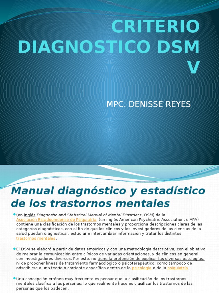 Criterio Diagnostico DSM V | PDF