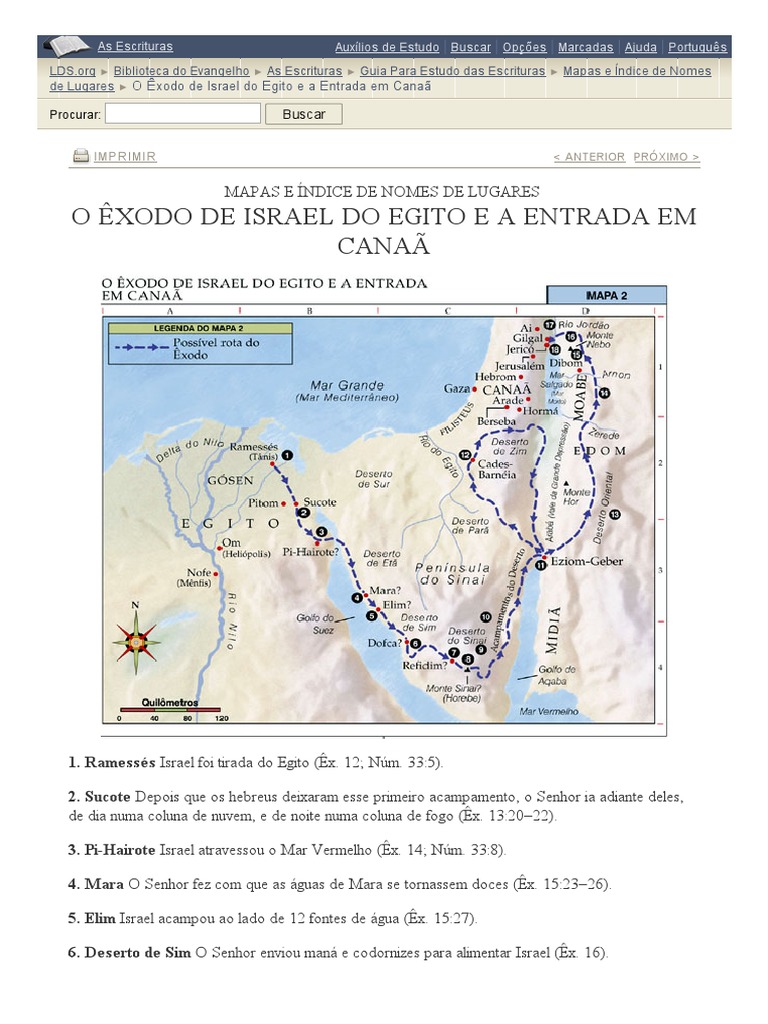 Mapas E índice De Nomes De Lugares O êxodo De Israel Do Egito E A