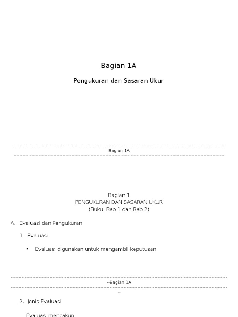 Bagian 1A Dan 1B Pengukuran Dan Sasaran Ukur Dan Peringkasan Data | PDF | Teknologi & Rekayasa